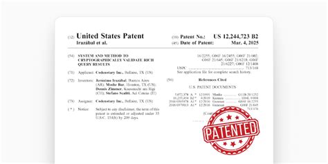 Secured Patent For Cryptographically Verifiable Database System