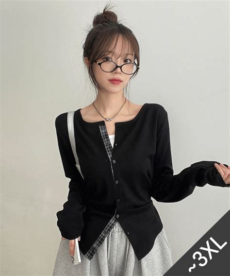 봄신상 체크포인트 3사이즈 슬림 가디건 [빅사이즈 통통제작] 에이블리