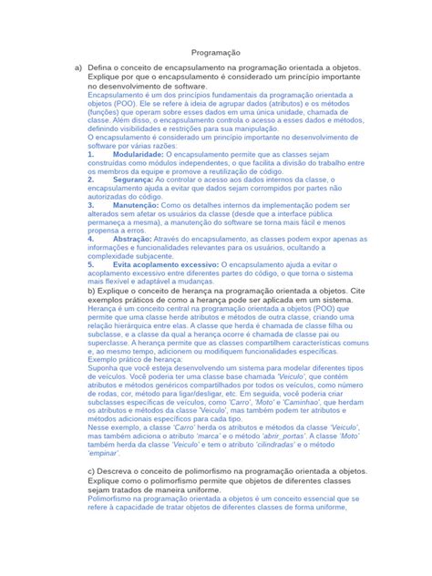Atividadeprogramação Pdf Classe Programação De Computadores Programação Orientada A Objetos