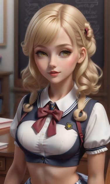 Premium Photo Blonde Woman In A Schoolgirl Outfit