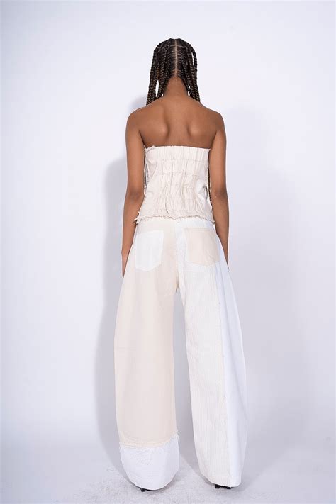 White Patchwork Boyfriend Trousers Marques Almeida