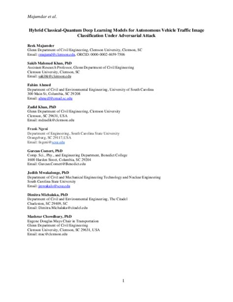 Pdf Hybrid Classical Quantum Deep Learning Models For Autonomous Vehicle Traffic Image