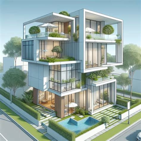 Innovative 3 Floor Cube Shaped Residence With Round Corners Ai Art