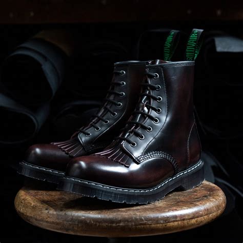Burgundy Rub Off 8 Eye Derby Boot And Boot Kiltie Nps Solovair Us