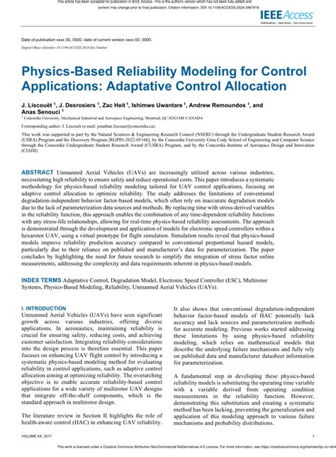 Pdf Physics Based Reliability Modeling For Control Applications Adaptative Control Allocation