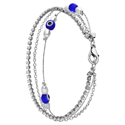 Zilverkleurig Enkelbandje Boze Oog Lucardi Be