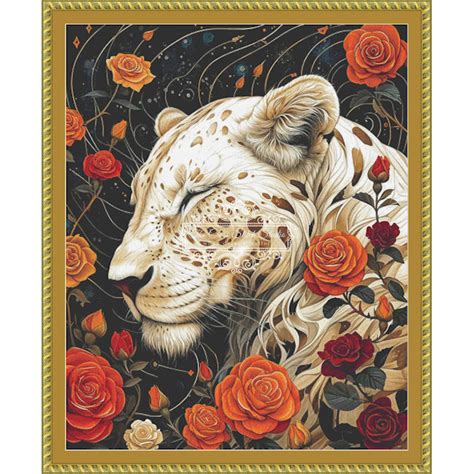 White Leopard Among The Roses Momart Simonetta Zambelli
