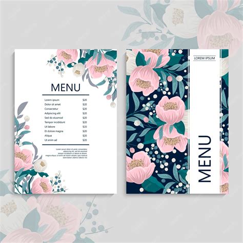 Premium Vector Restaurant Menu Template With Pink Flowers
