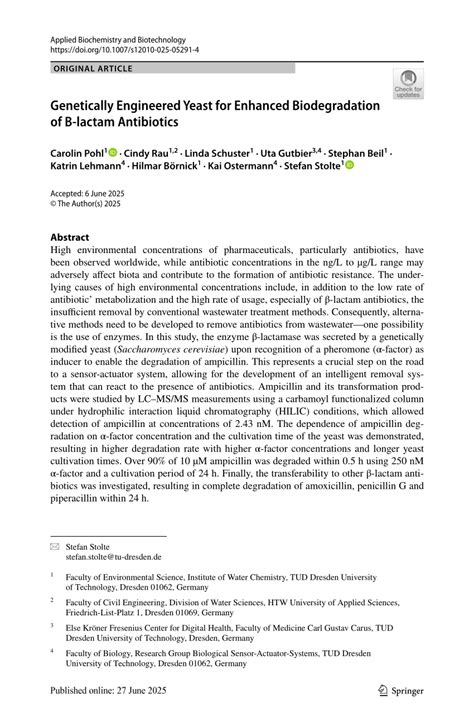Pdf Genetically Engineered Yeast For Enhanced Biodegradation Of Β