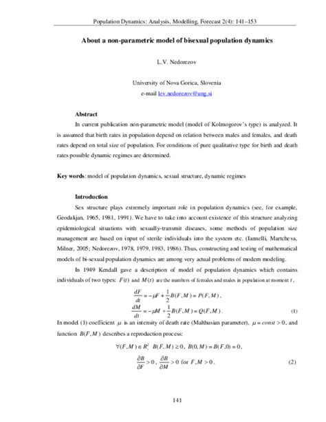 Pdf About A Non Parametric Model Of Bisexual Population Dynamics