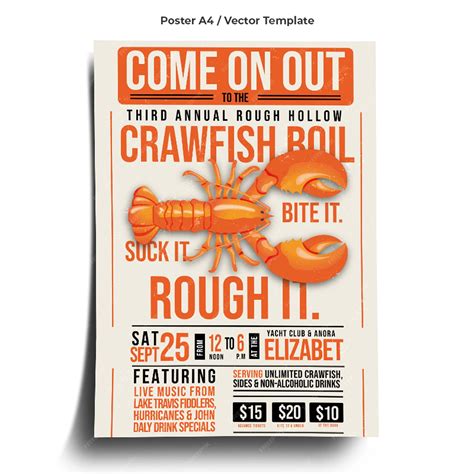 Premium Vector Crawfish Boil Poster Template