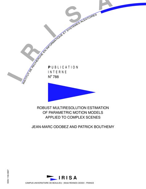Pdf Robust Multiresolution Estimation Of Parametric Motion Models