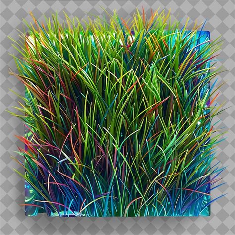 A Grass With Colorful Patterns On It And A Blue Background Premium Ai Generated Psd