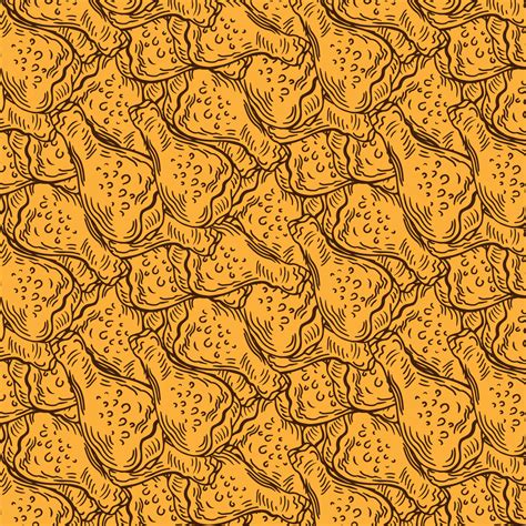 Chicken Meat Legs Food Pattern Vector Black And White Line 14562547 Vector Art At Vecteezy