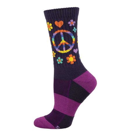 Ladies Compass Wool Peace Love And Flower Power Socks Socksmith