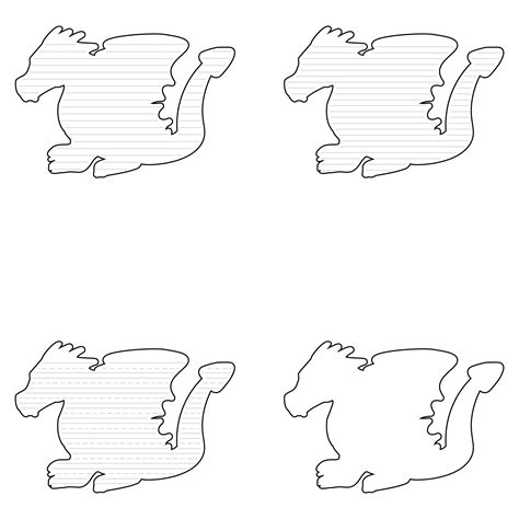 Dragon Silhouette Shaped Writing Template Free Printable Papercraft Templates