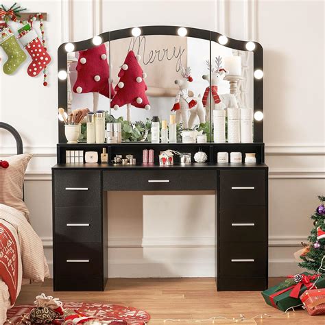 Usikey Vanity Desk With Large Lighted Mirror For Christmas Day 433