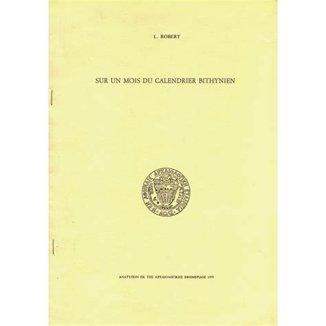Sur Un Mois Du Calendrier Bithynien ﻿ Robert Louis