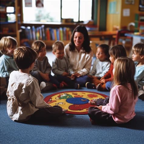 Kindergarten Circle Time With Teacher Premium Ai Generated Image