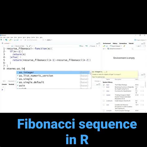 Fibonacci Sequence In R Programming Language Youtube