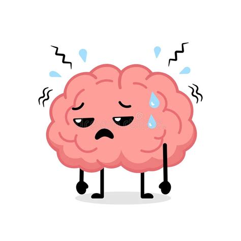 Tired Brain Character With Stress And Fatigue Vector Illustration Stock Vector Illustration Of