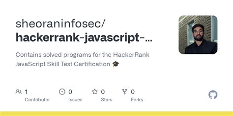 Github Sheoraninfosechackerrank Javascript Skill Test Certification Contains Solved Programs