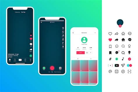 Premium Vector Tiktok App Interface With Buttons Collection