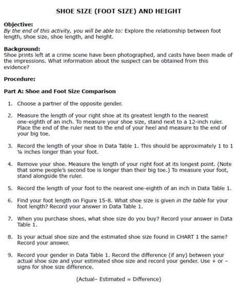 Shoe Size Lab By Karyl Bitting Tpt