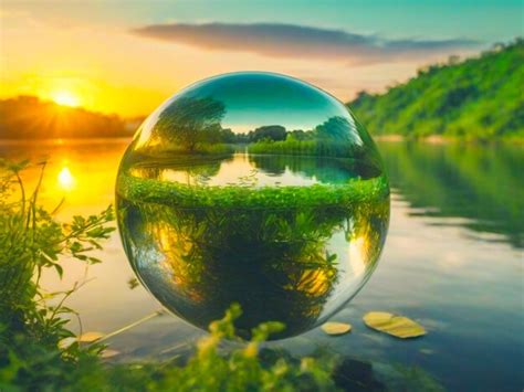 Premium Photo Soft Focus Of A Bubble With Reflection Of Natural Scenery