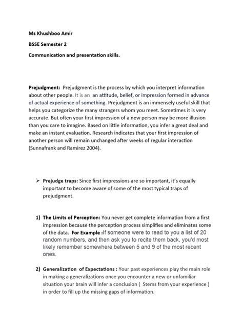 Prejudgement 1 Pdf Experience Stereotypes