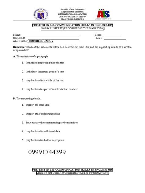 Pre Test Pdf Paragraph Inference