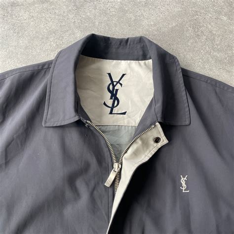 Ysl 2000s Lightweight Embroidered Logo Harrington Jacket M Linear Store