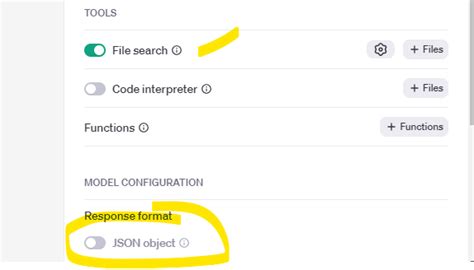 why cant you have a json response with file search api openai