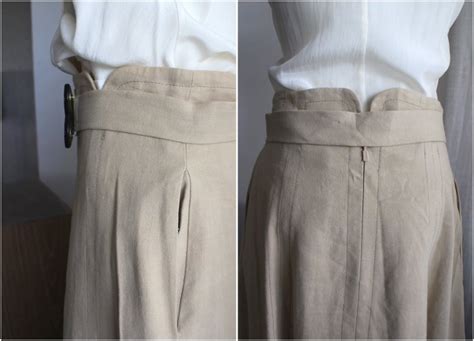 限時降價 全新 Chloe 復古風米色棉麻材質蝴蝶金屬釦及膝裙a字裙 顯瘦 Yahoo奇摩拍賣