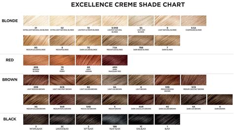 Loreal Excellence Color Chart Educational Chart Resources