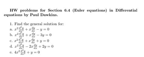 solved hw problems for section 6 4 euler equations in