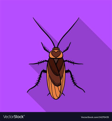 Cockroach Icon In Flat Style Isolated On White Vector Image