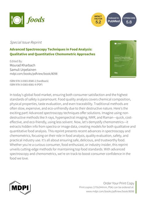 Pdf Advanced Spectroscopy Techniques In Food Analysis Qualitative And