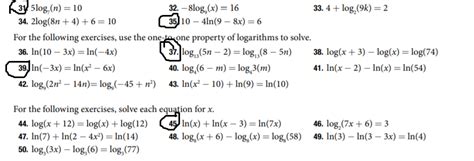 Solved 3 5log N 10 32 8log X 16 33 4 Log