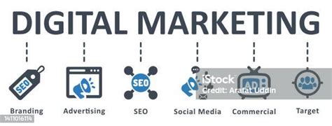디지털 마케팅 아이콘 벡터 일러스트 레이 션 디지털 마케팅 광고 승진 바이러스 소셜 미디어 인포 그래픽 템플릿 프리젠 테이션 개념 배너 픽토그램 아이콘 세트 아이콘