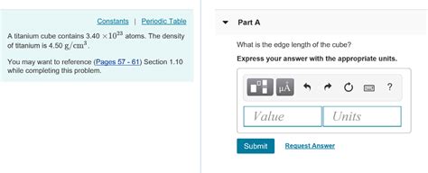 Solved Constants Periodic Table Part A A Titanium Cube