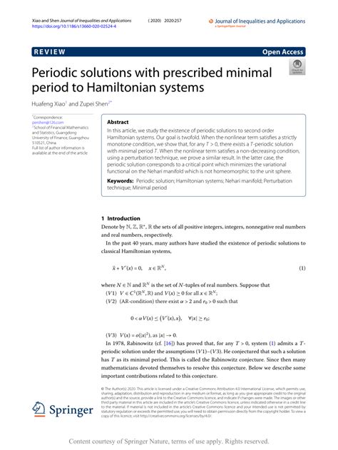 Pdf Periodic Solutions With Prescribed Minimal Period To Hamiltonian Systems