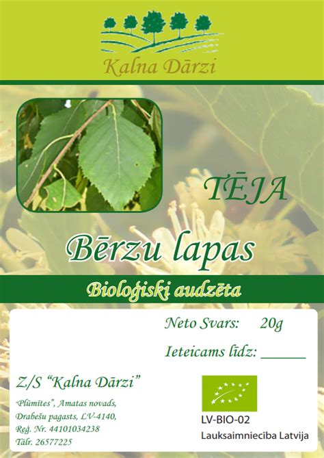 ZĀĻu TĒjas Eko ZĀĻu TĒjas Eko Bioloģiski Sertificēti Produkti