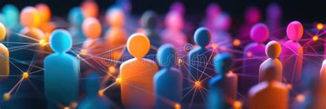 Colorful 3d Avatars Connected By Glowing Network Lines Create A Vibrant Digital Social Media