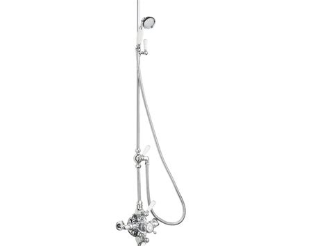 Double Exposed Shower Mixer With Rigid Riser Kit Deluge Hand Shower