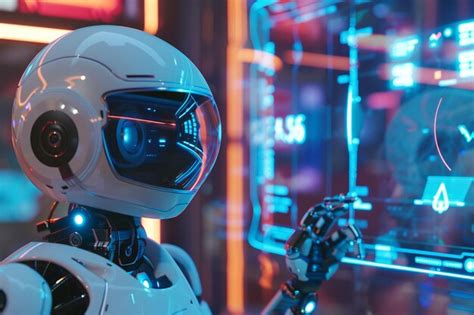 Premium Photo Robot Assistant Interacting With A User Through A