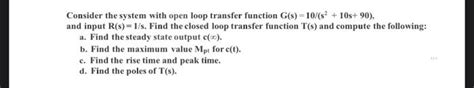 Solved Consider The System With Open Loop Transfer Function Chegg
