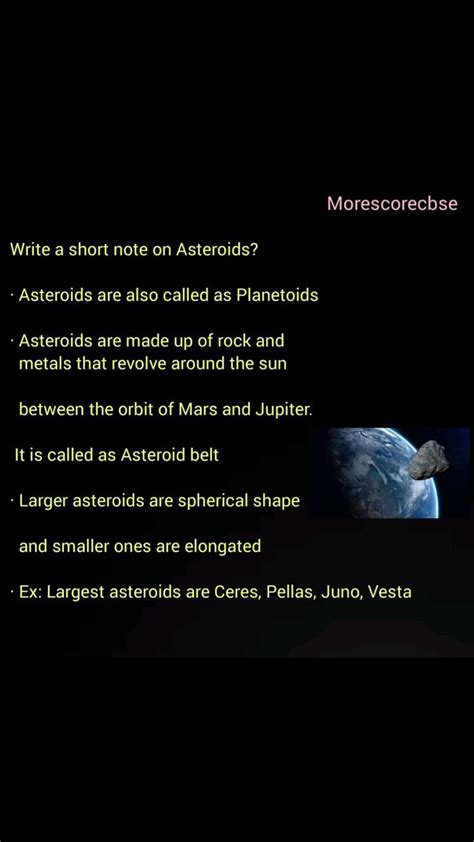 Cbse Class 6 Asteroids Notes