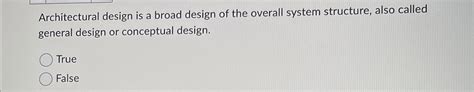 Solved Architectural design is a broad design of the overall | Chegg.com