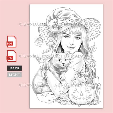 Witch And Cat Coloring Pages